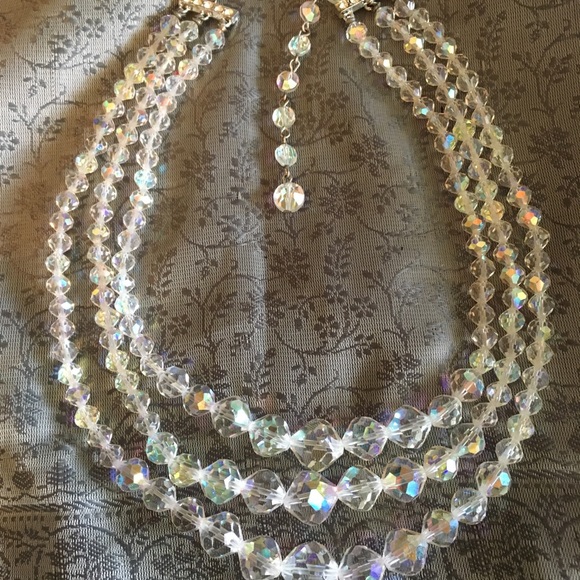 Jewelry | Vintage 3 Strand Crystal Necklace | Poshmark